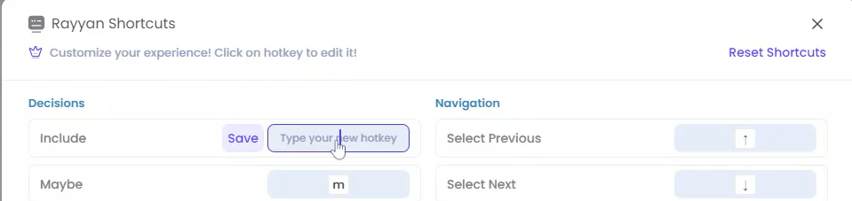How to Use Hotkeys in Rayyan – Rayyan Help Center