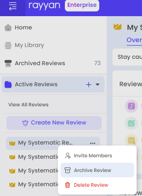 How do I archive or delete a review? – Rayyan Help Center