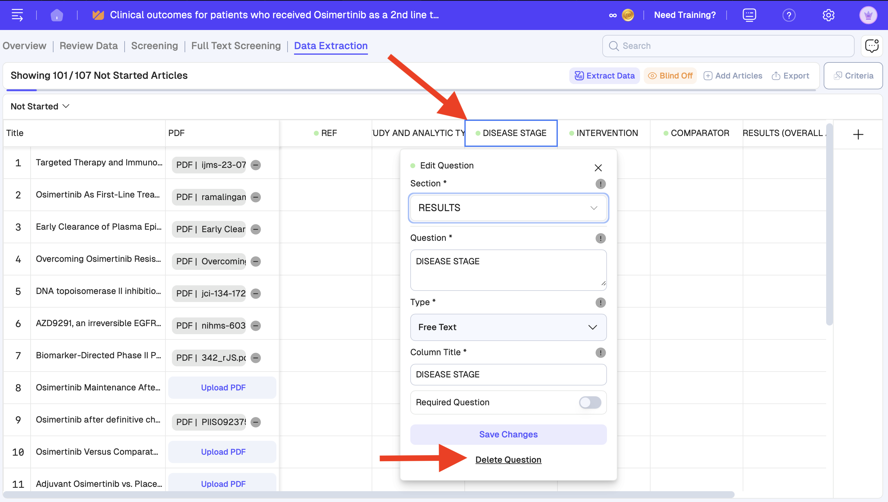 How to remove articles or questions from the Data Extraction stage ...